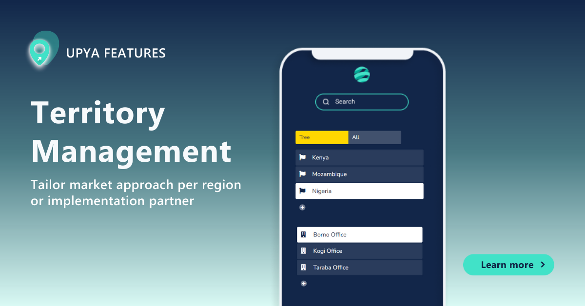 Upya | Territory Management | Entity management software