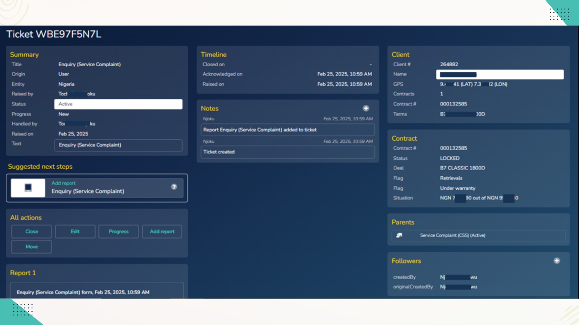 Upya’s Advanced Ticketing System for field operations.
